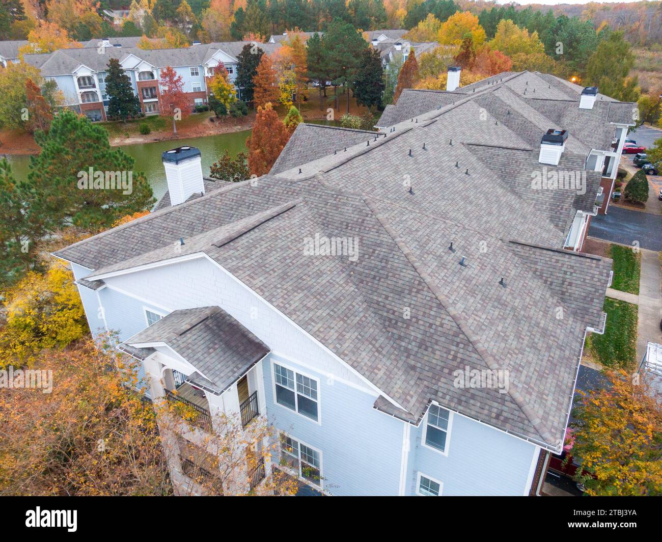 Drone photos of an apartment complex showing beautiful fall colors ...