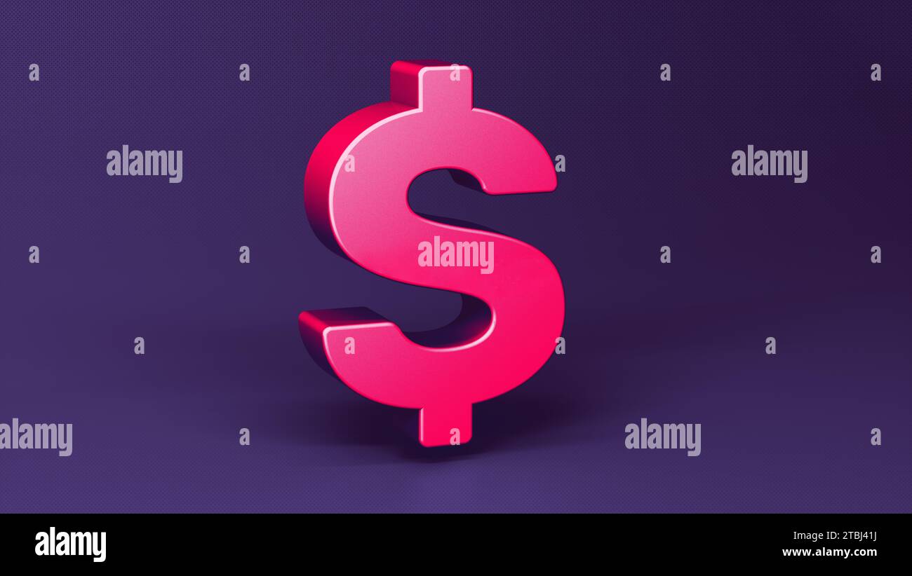 Simply Red Dollar Money Symbol on Dark Purple Background. Currency ...