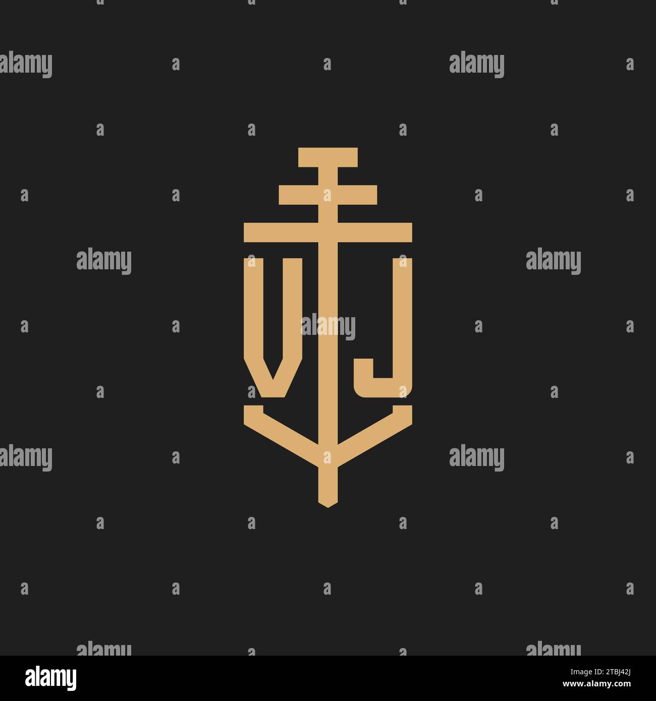 VJ initial logo monogram with pillar icon design vector, law firm logo ...