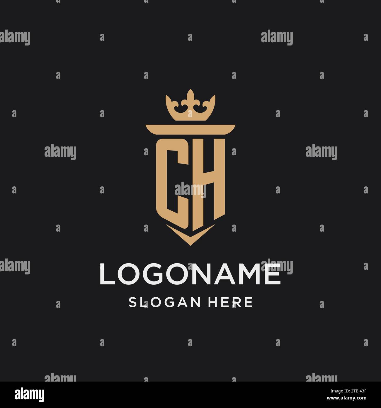 CH monogram with medieval style, luxury and elegant initial logo design ...