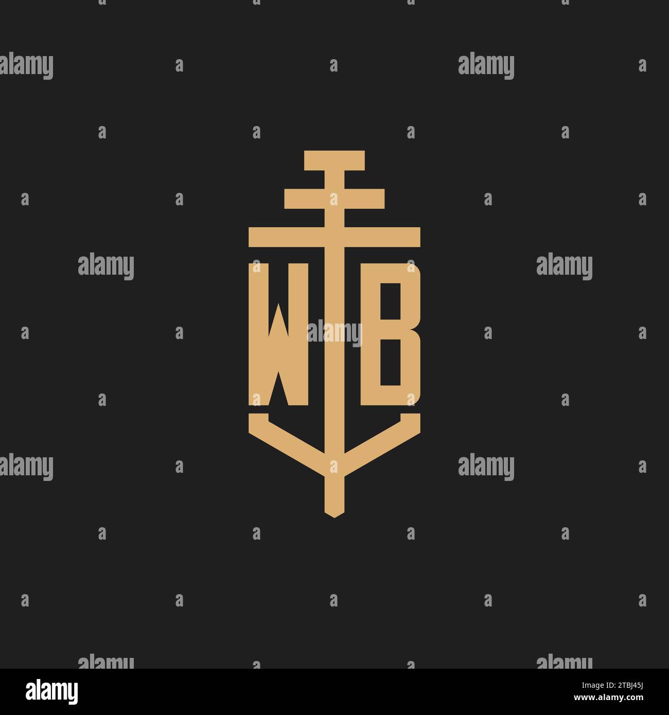 WB initial logo monogram with pillar icon design vector, law firm logo ...