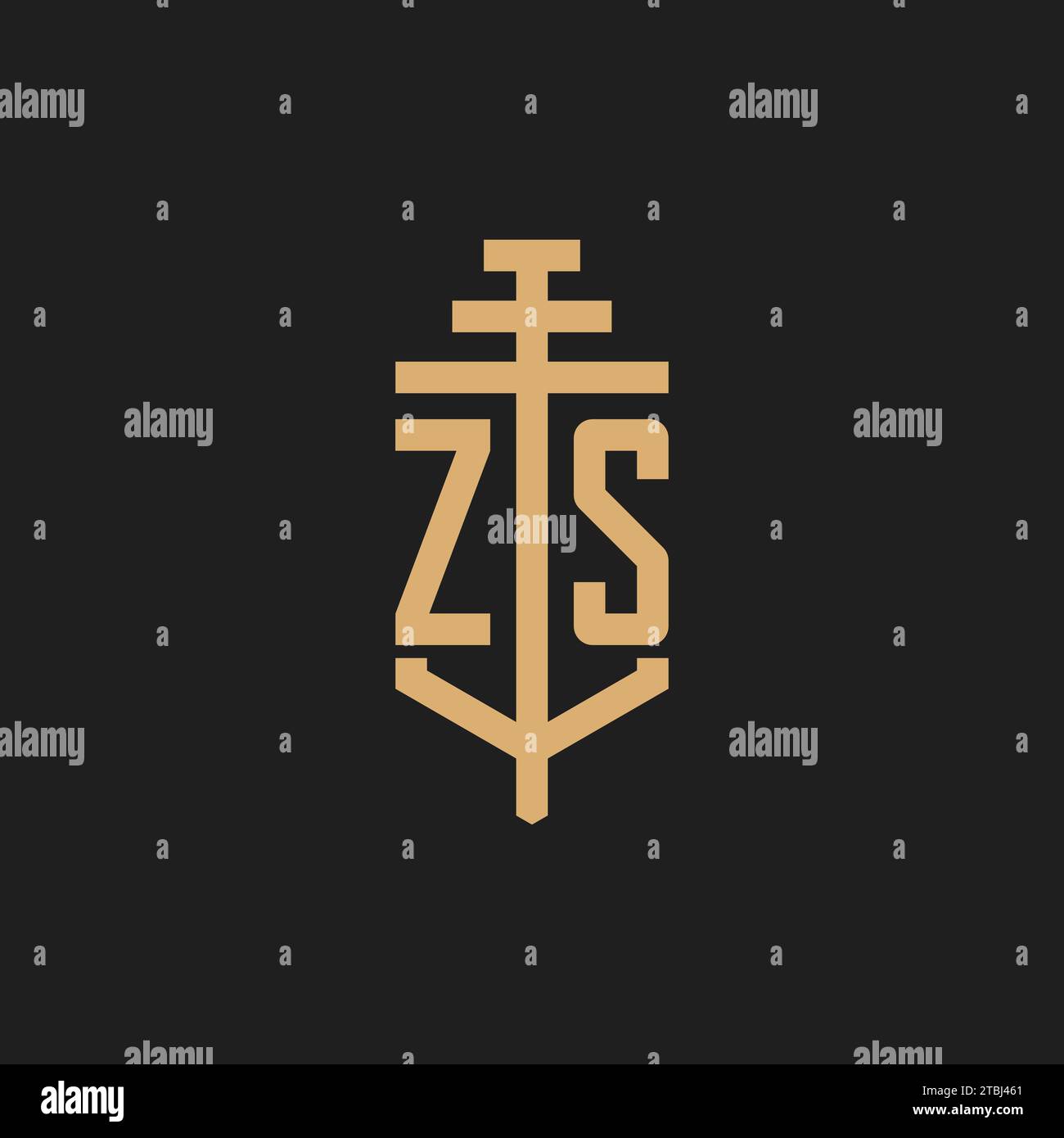 ZS initial logo monogram with pillar icon design vector, law firm logo design inspiration Stock ...