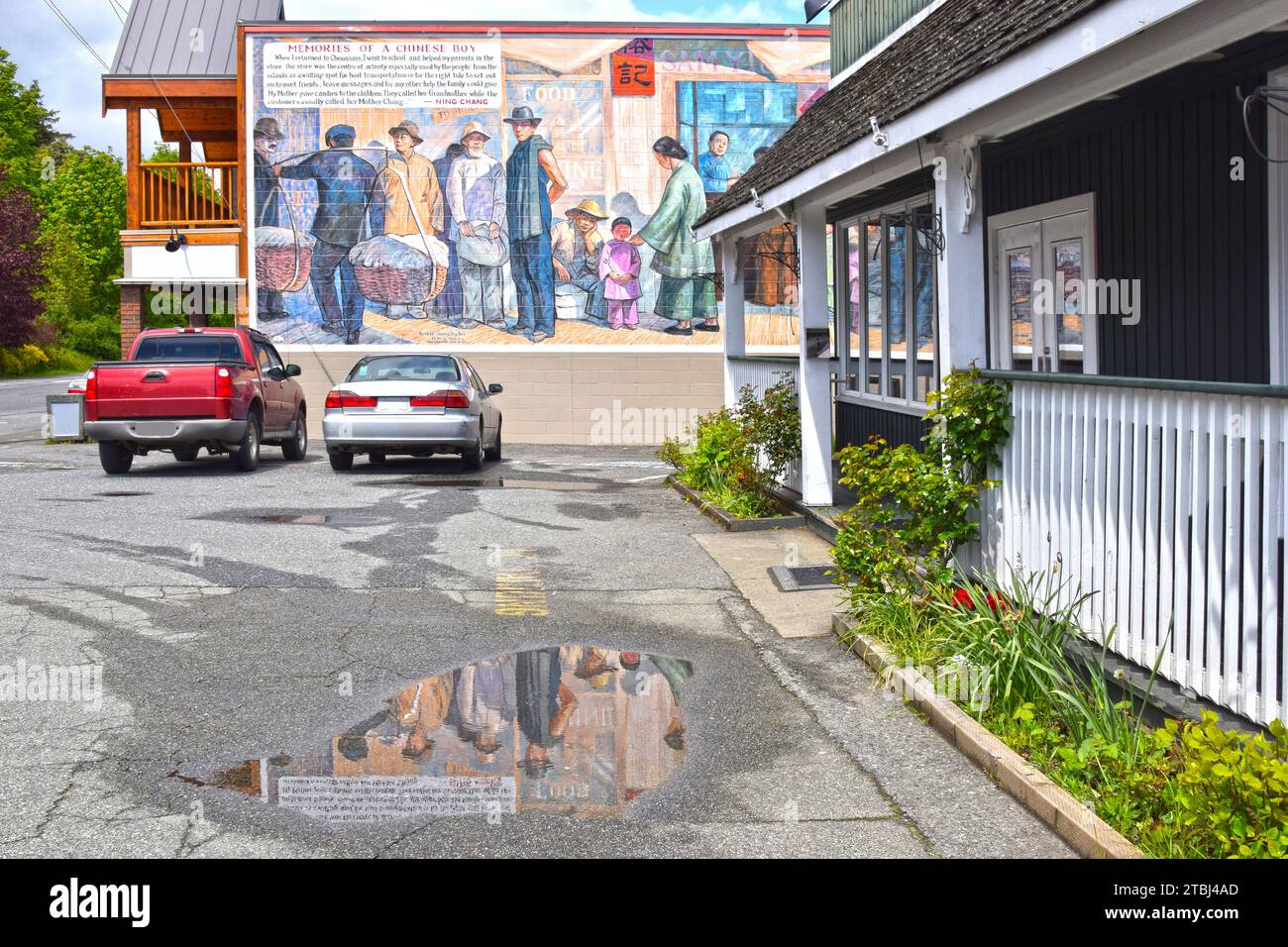 CHEMAINUS, CANADA - MAY 16, 2017: The mural "Memories of a Chinese boy ...