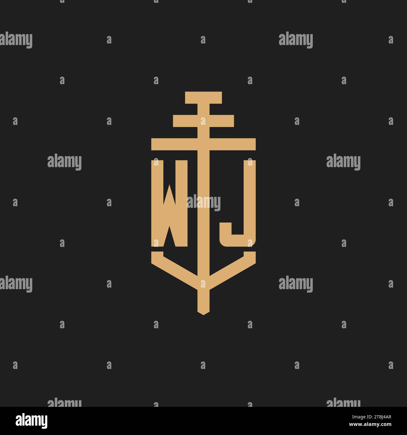 WJ initial logo monogram with pillar icon design vector, law firm logo ...