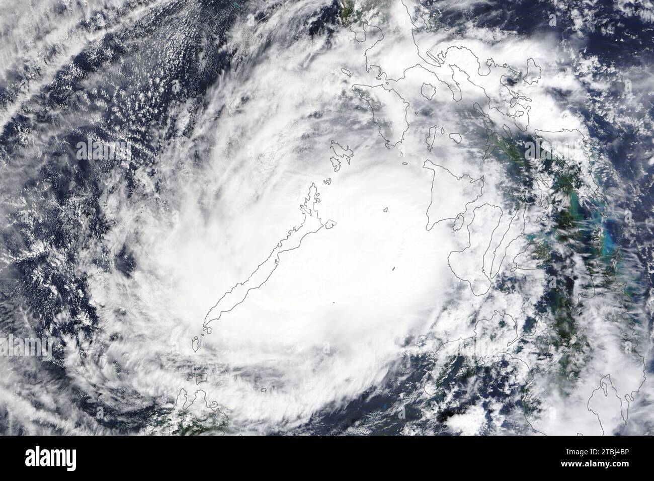 Satellite image of Super Typhoon Rai on the western side of the ...