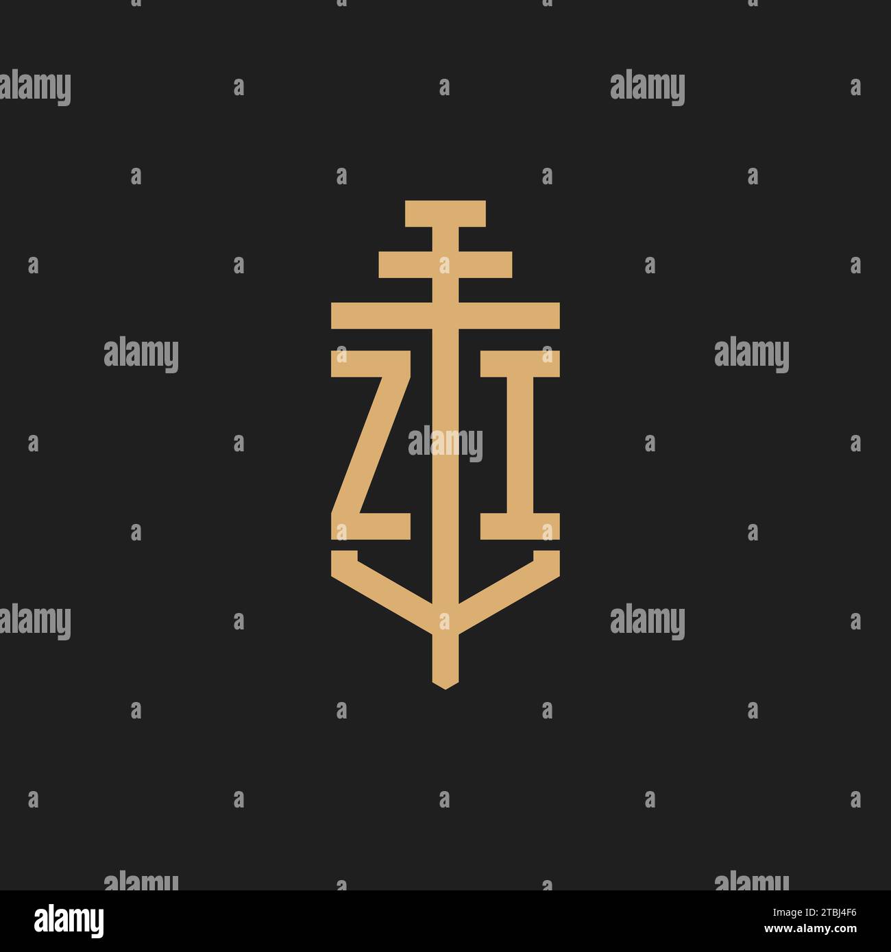 ZI initial logo monogram with pillar icon design vector, law firm logo ...