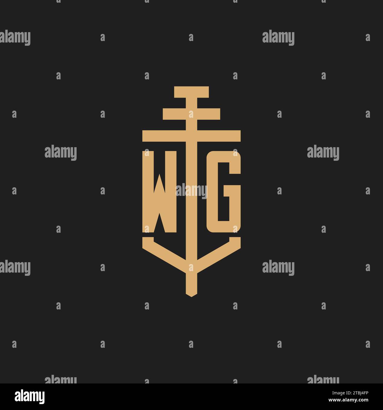WG initial logo monogram with pillar icon design vector, law firm logo ...