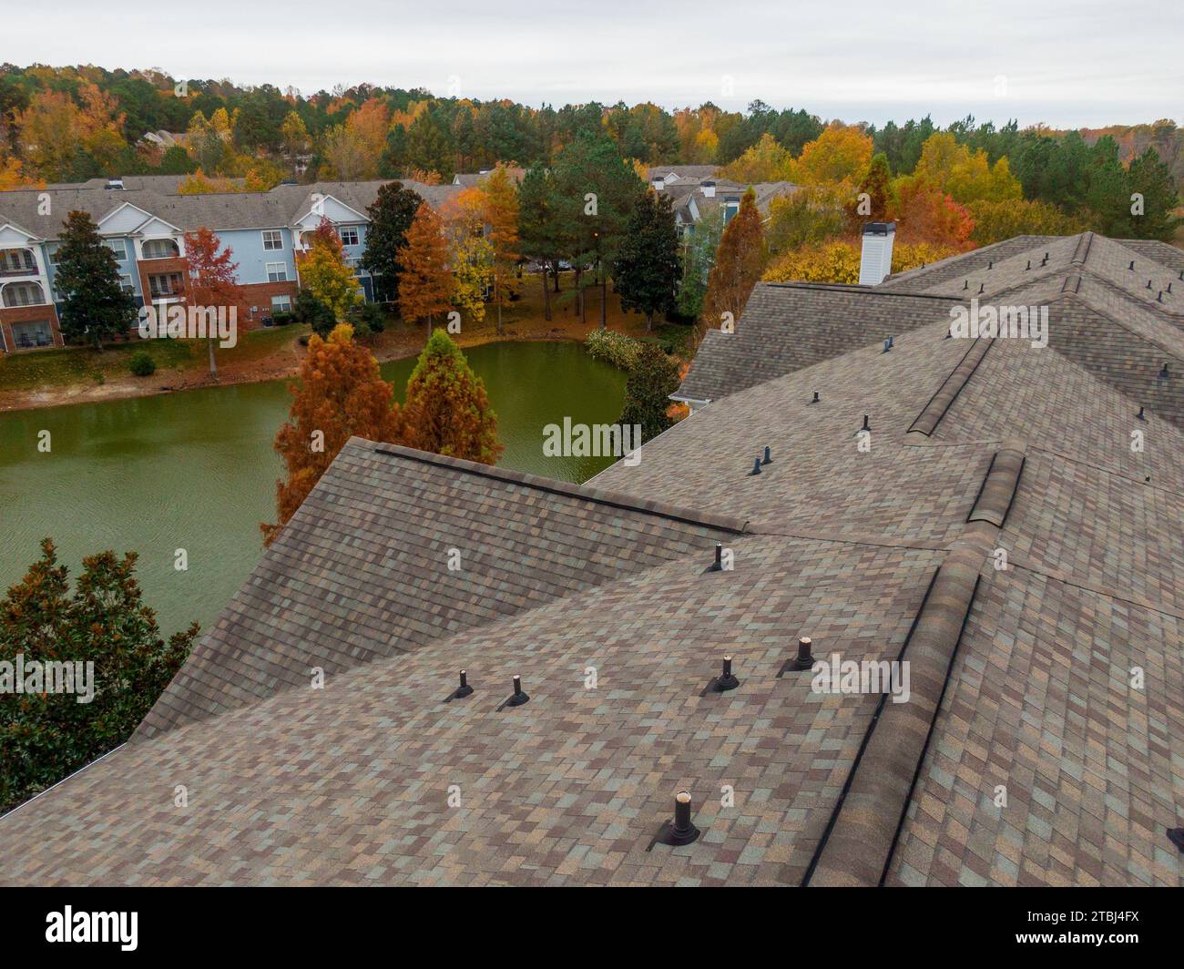 Drone photos of an apartment complex showing beautiful fall colors ...