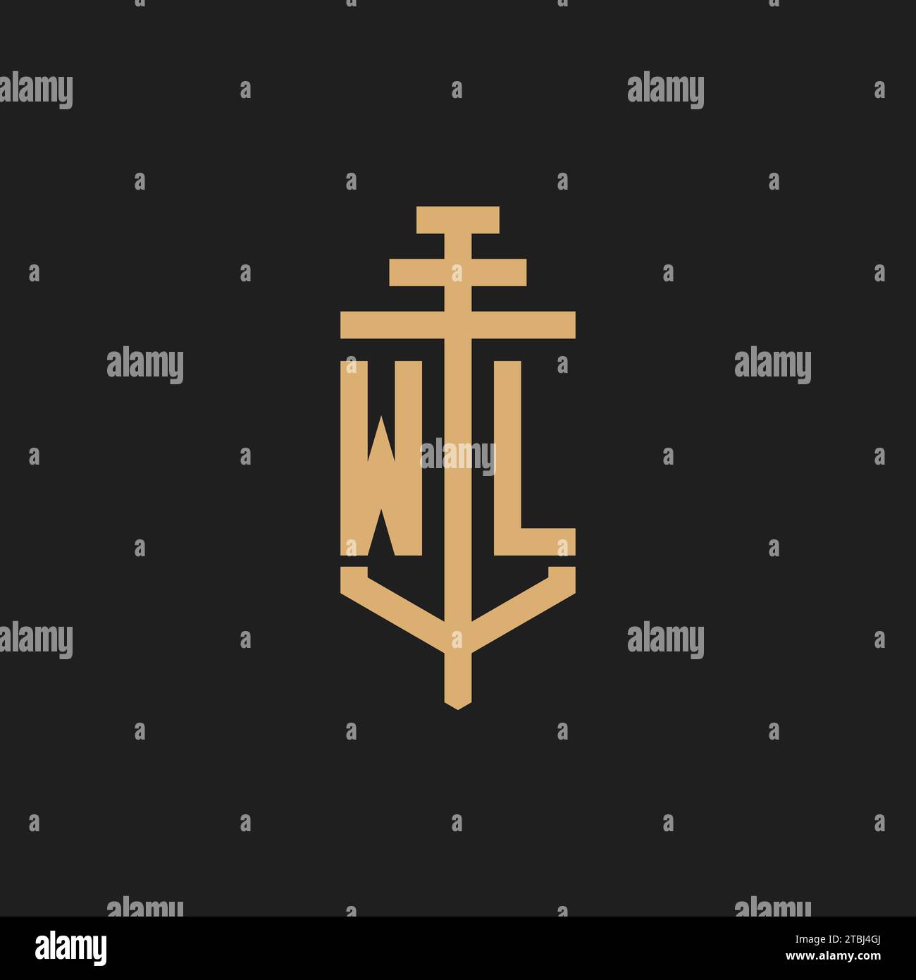 WL initial logo monogram with pillar icon design vector, law firm logo ...