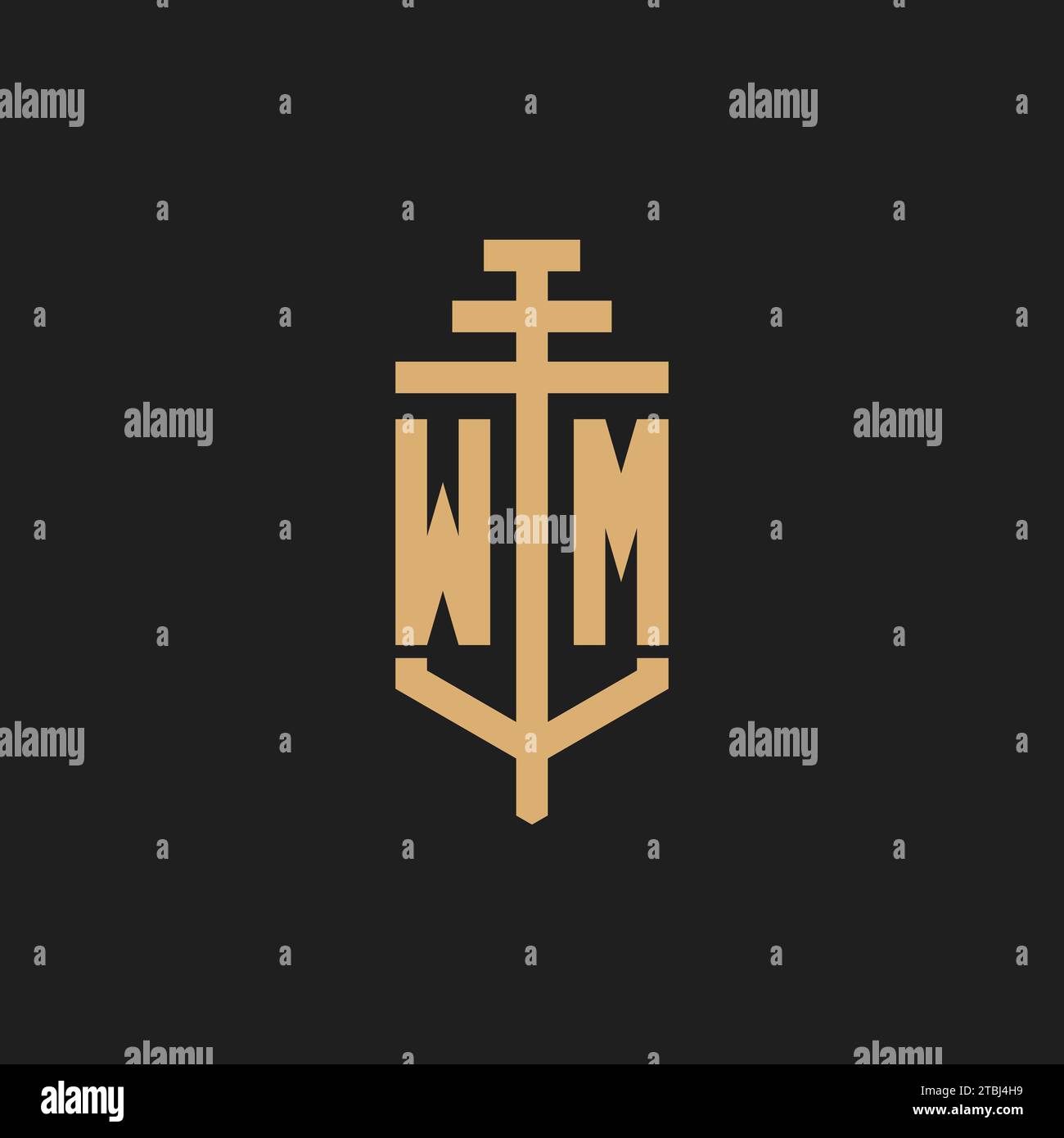 WM initial logo monogram with pillar icon design vector, law firm logo ...