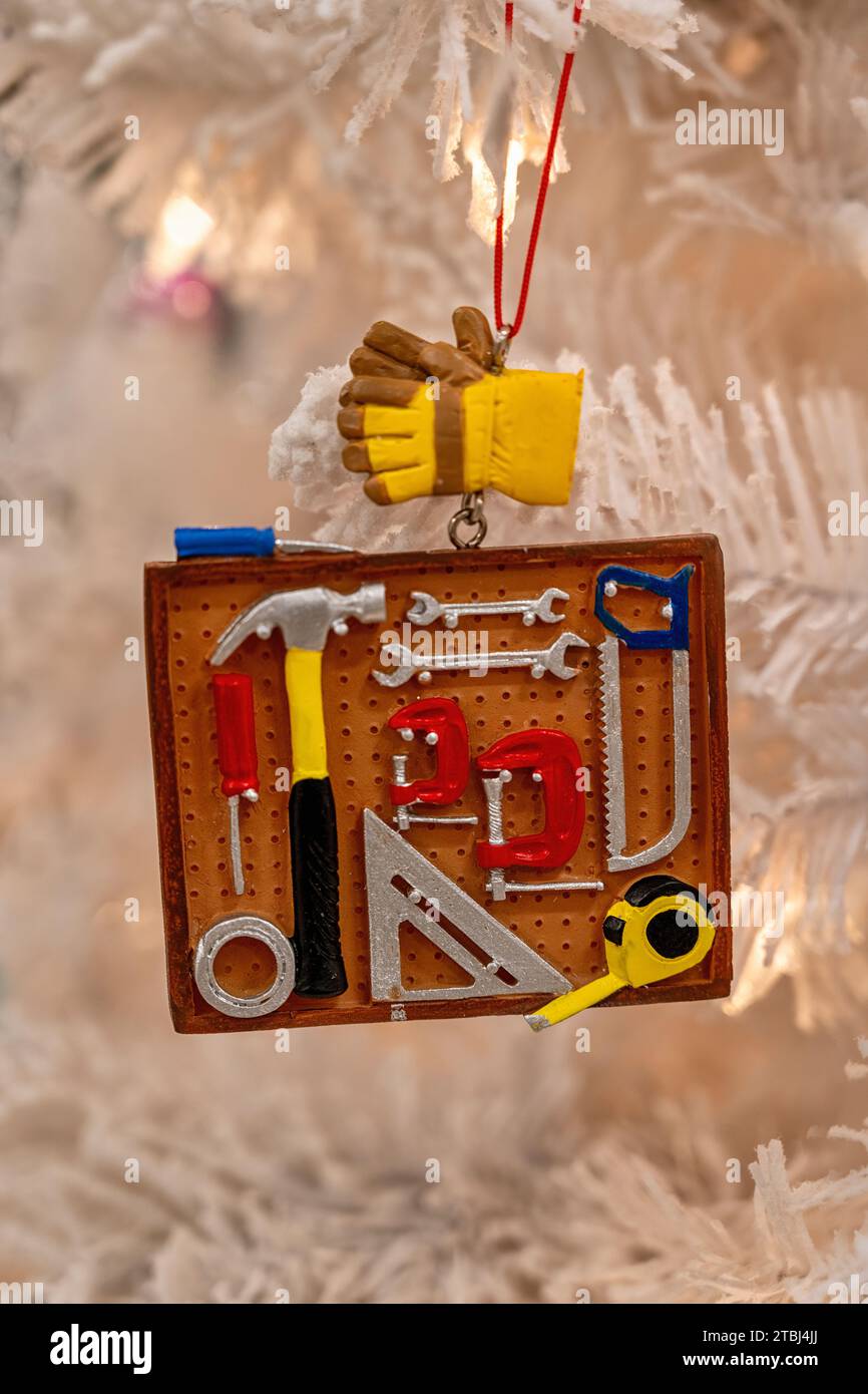 Christmas ornament with construction equipment tools. Hardware for ...