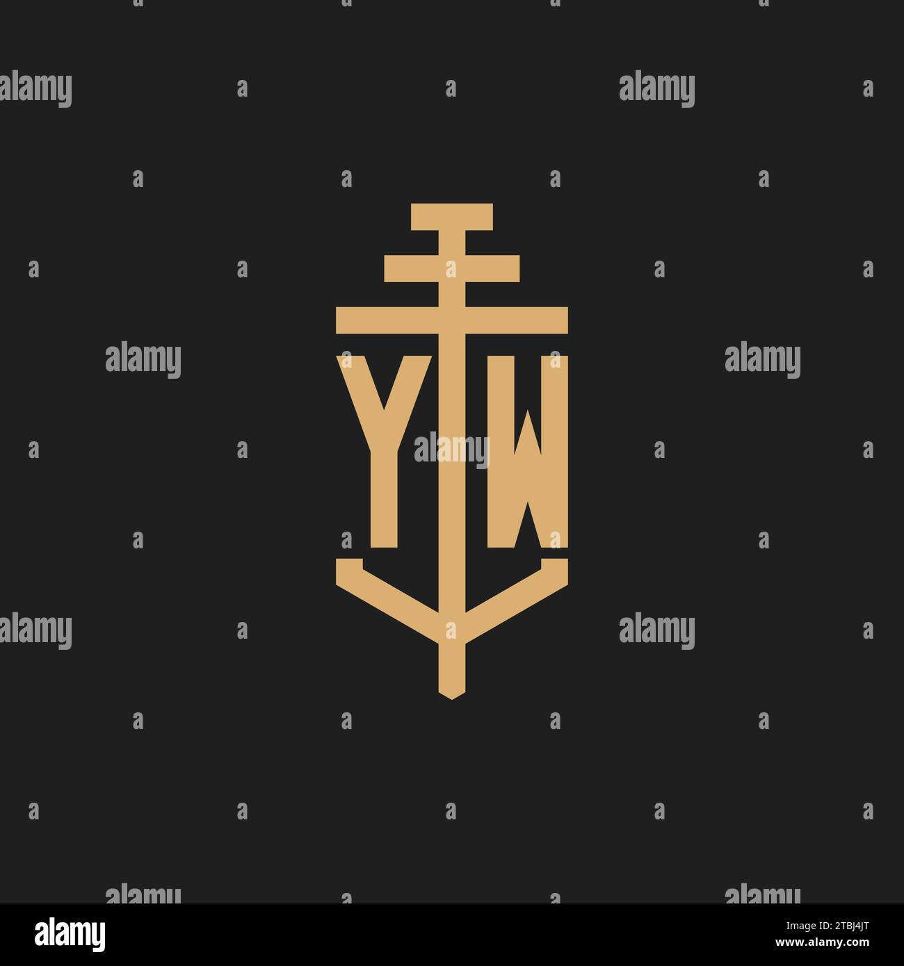 YW initial logo monogram with pillar icon design vector, law firm logo ...