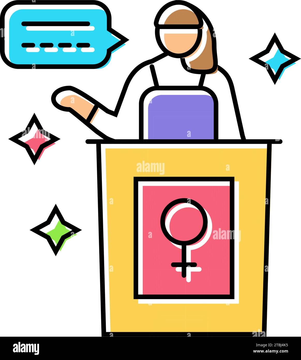 feminist activist feminism woman color icon vector illustration Stock ...