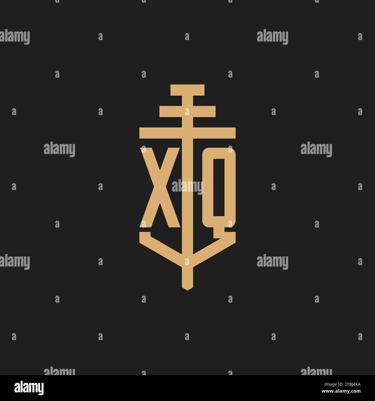 XQ initial logo monogram with pillar icon design vector, law firm logo ...