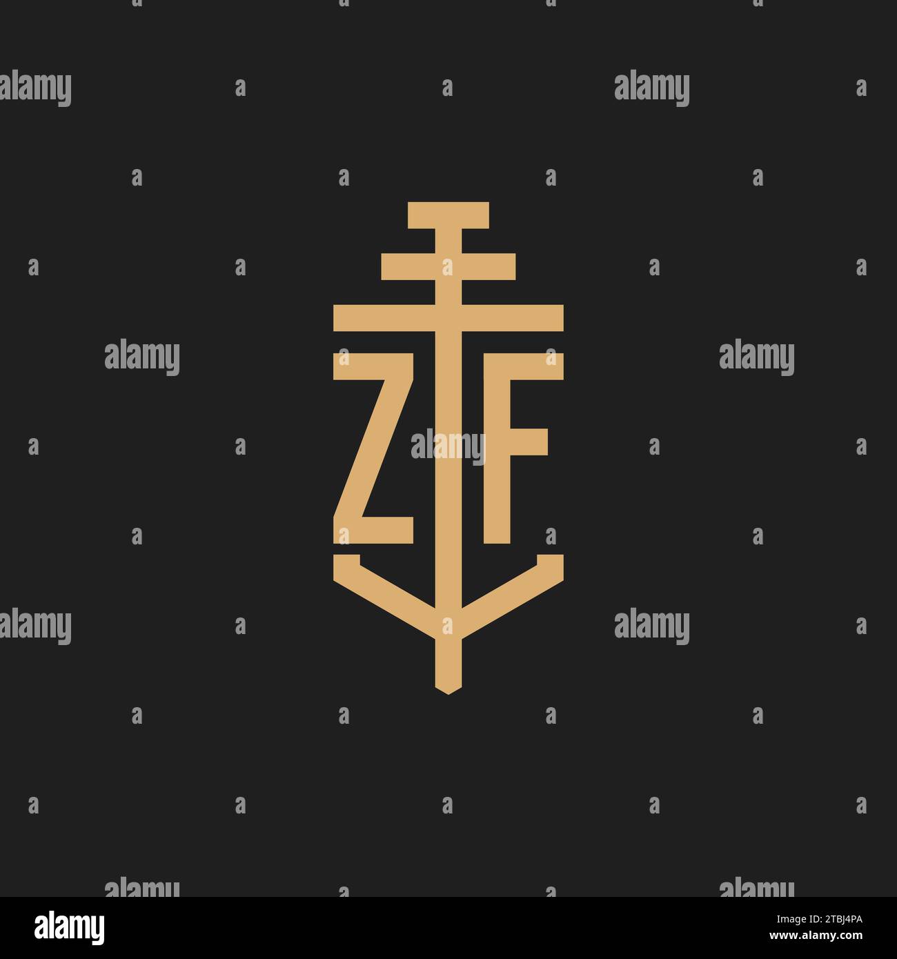 ZF initial logo monogram with pillar icon design vector, law firm logo ...