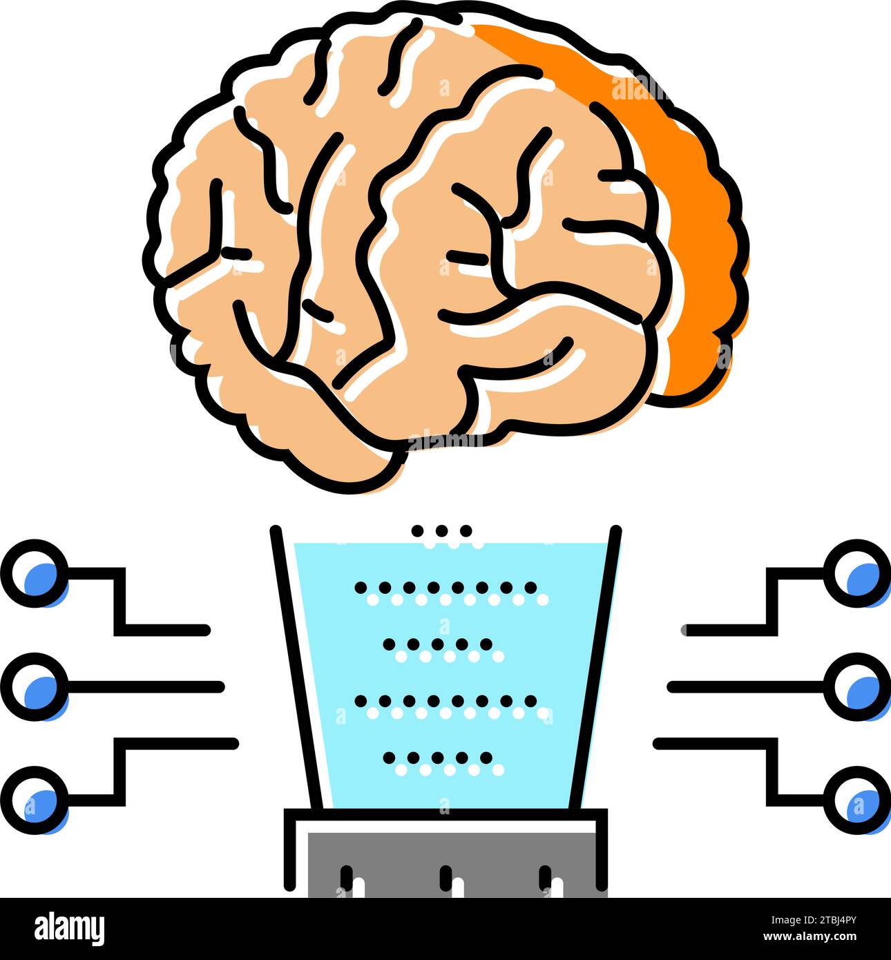 human brain simulation future technology color icon vector illustration ...