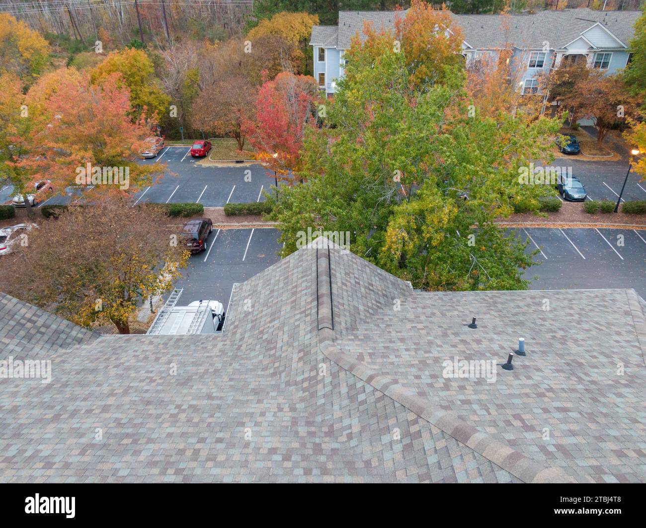 Drone photos of an apartment complex showing beautiful fall colors ...