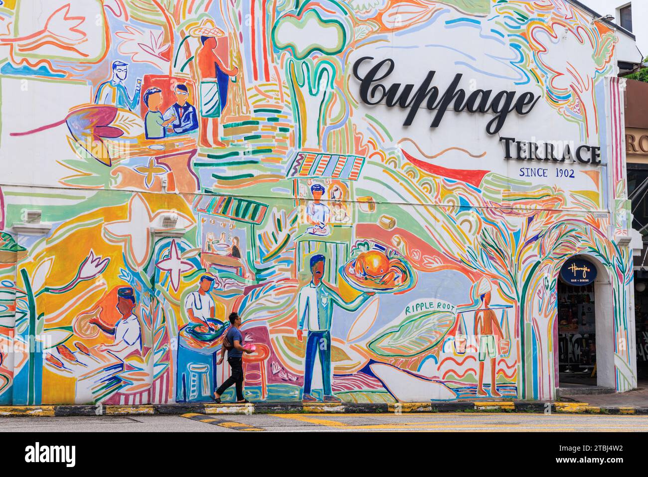 Cuppage Terrace wall mural, Singapore Stock Photo - Alamy