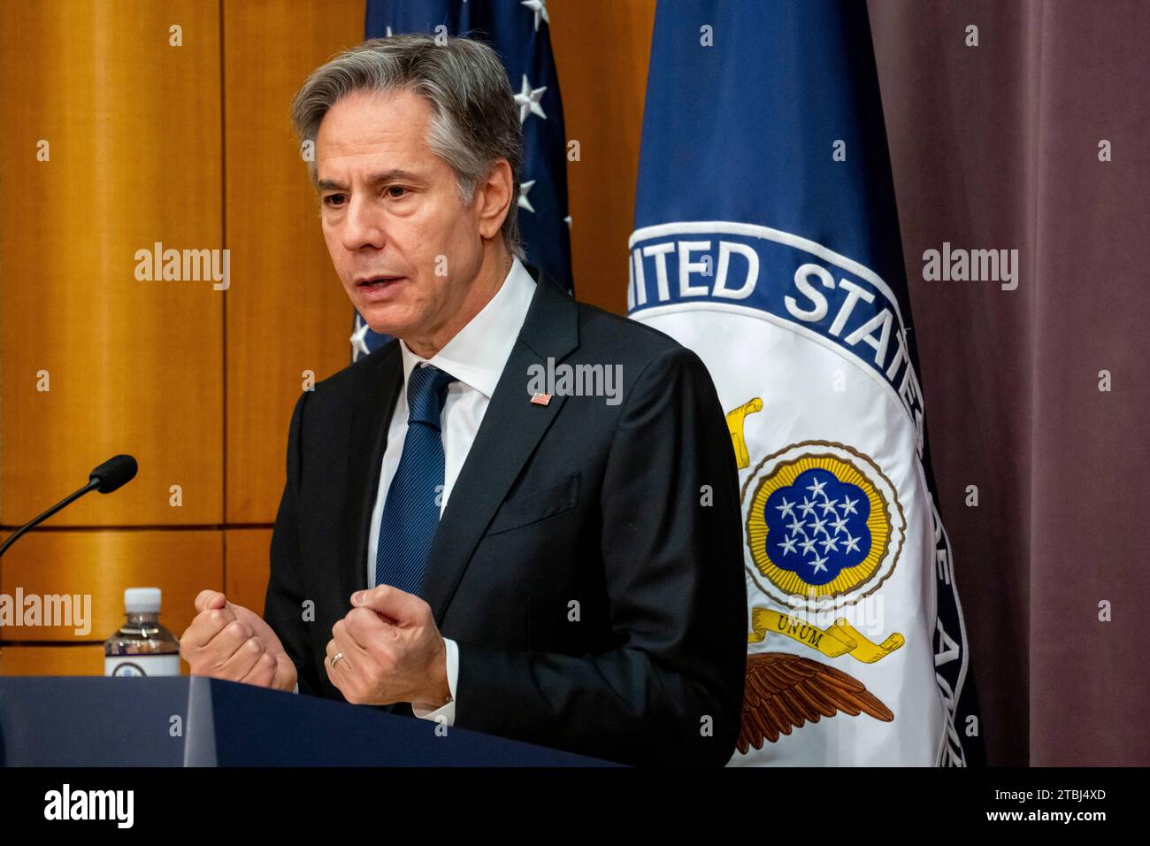 Secretary of State Antony Blinken speaks during an Anti-Corruption ...