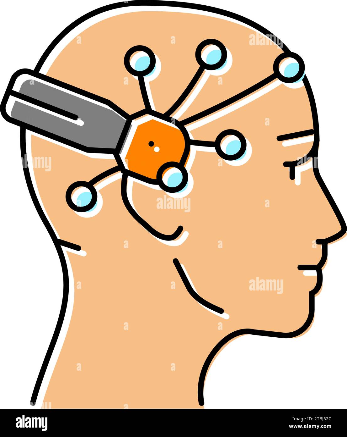 brain interface device future technology color icon vector illustration ...