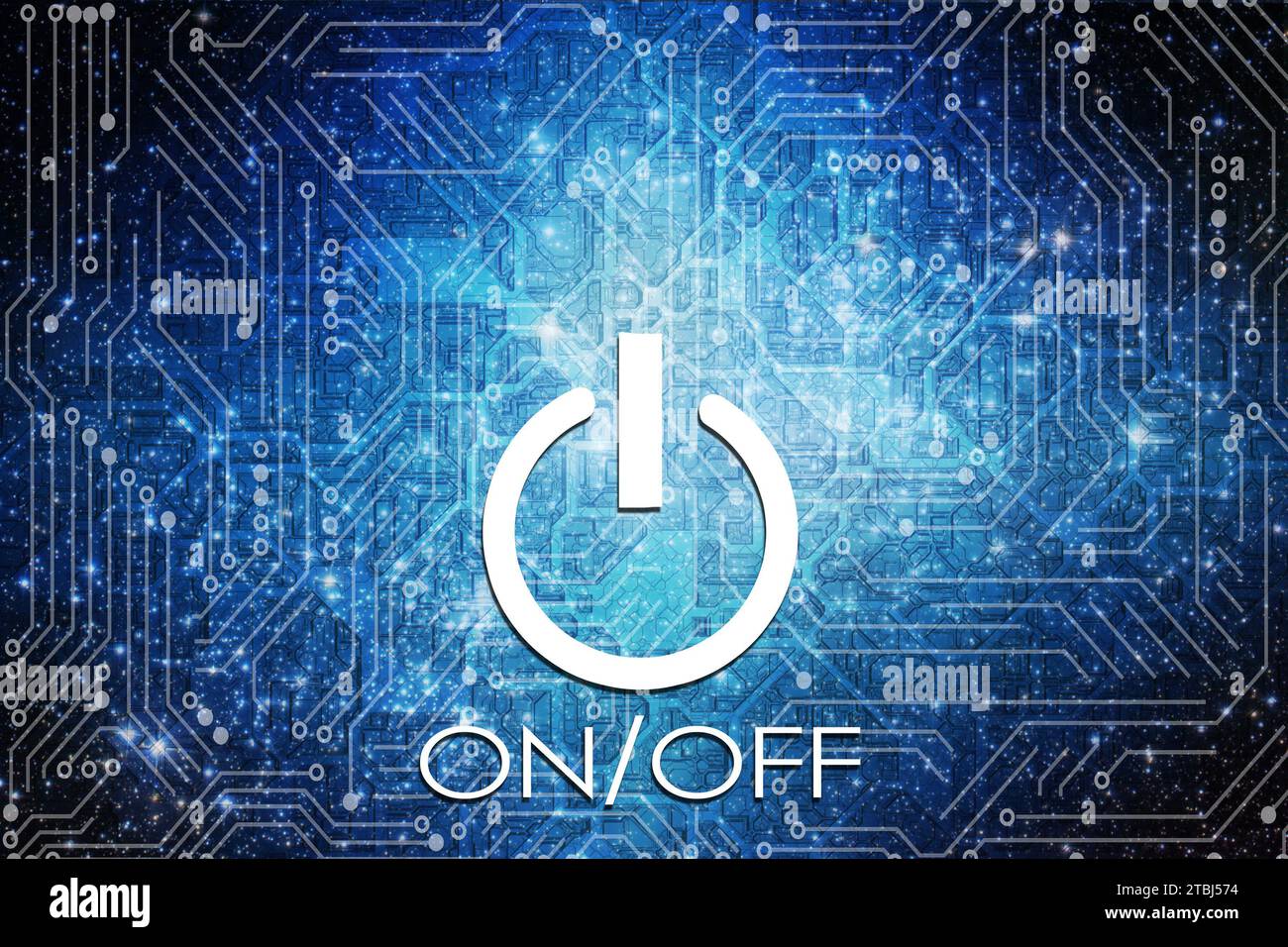 on/off button over a technology background Stock Photo - Alamy