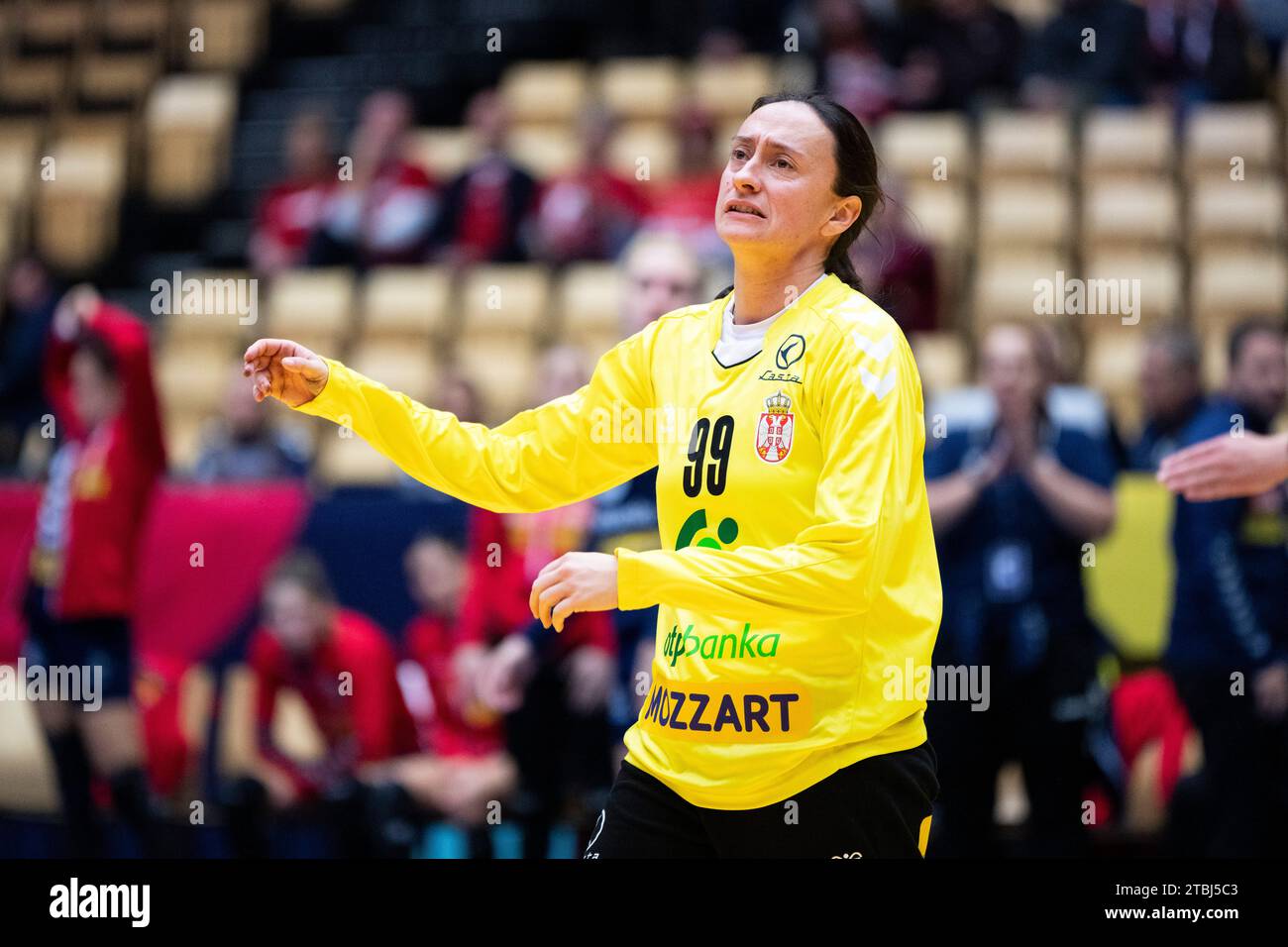Goalkeeper Marija Colic of Serbia during the IHF World Women's Handball Championship match ...