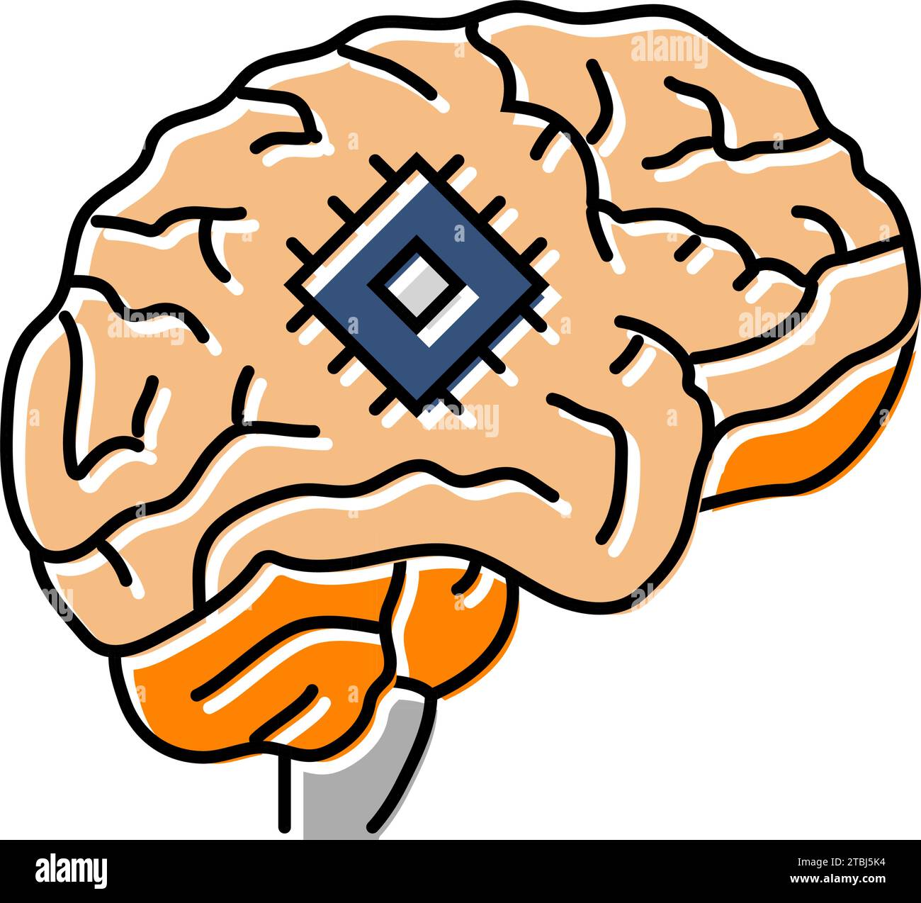 artificial brain implant future technology color icon vector ...