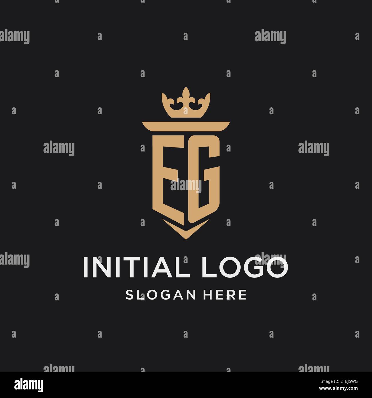 EG monogram with medieval style, luxury and elegant initial logo design ...
