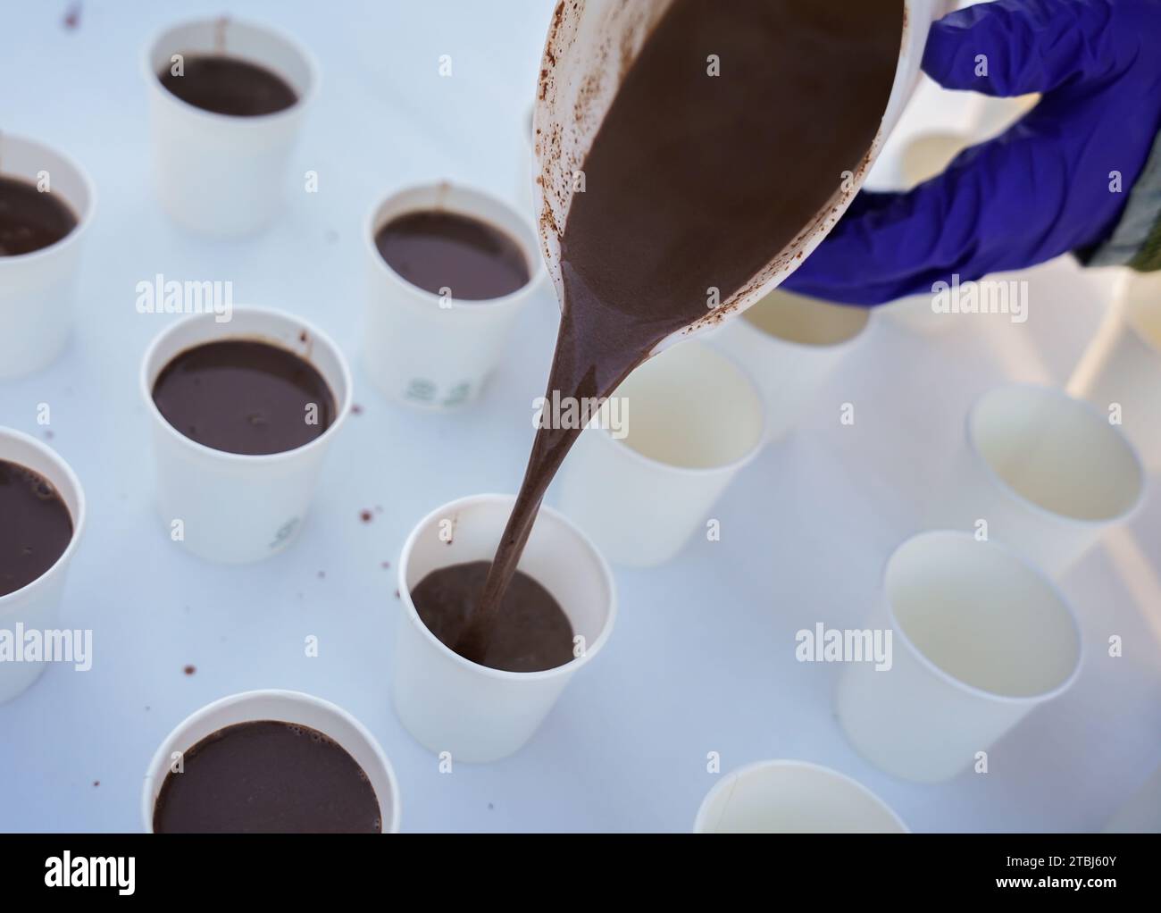 closeup of a jug serving hot chocolate at a medieval celebration Stock ...