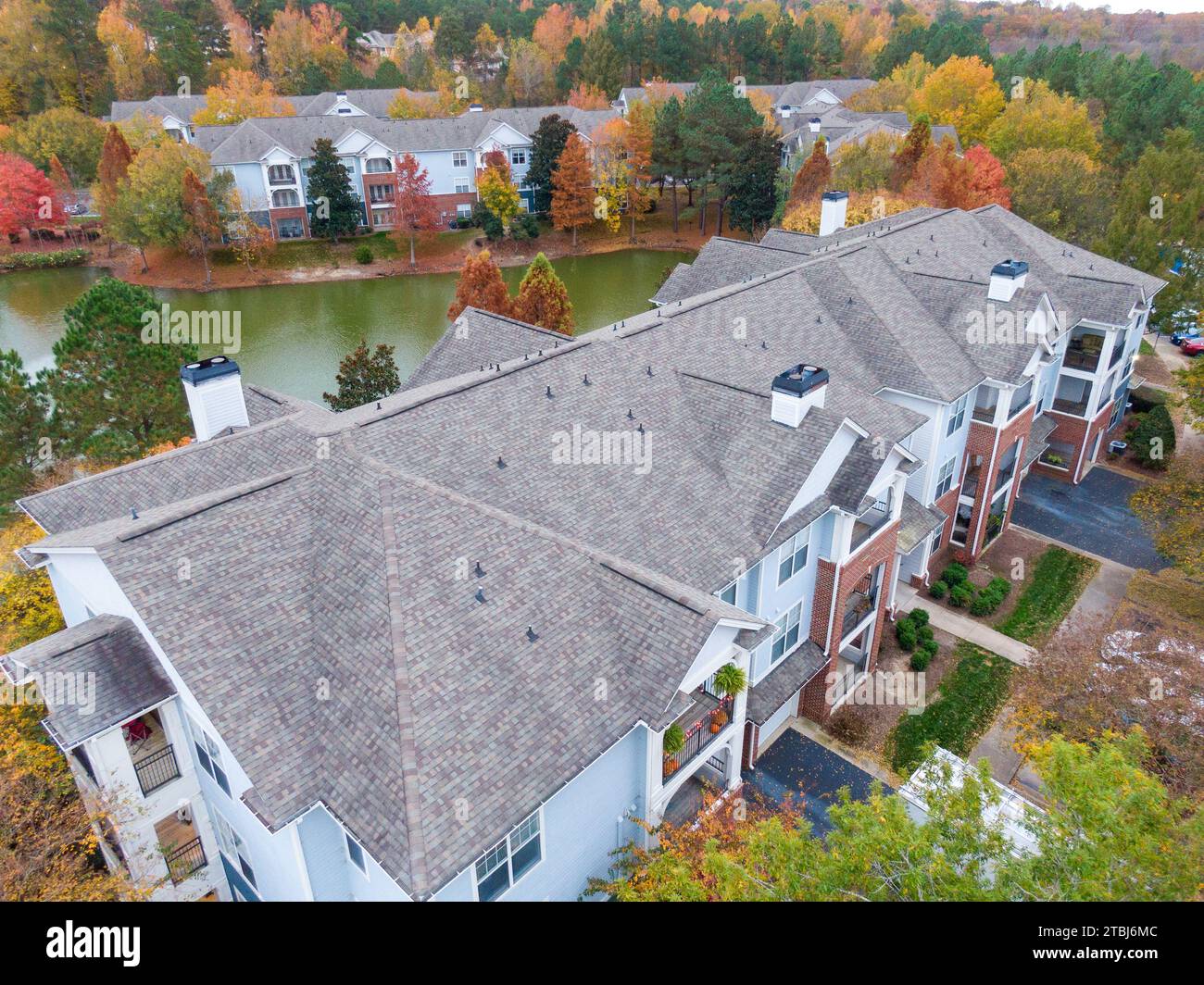 Drone photos of an apartment complex showing beautiful fall colors ...