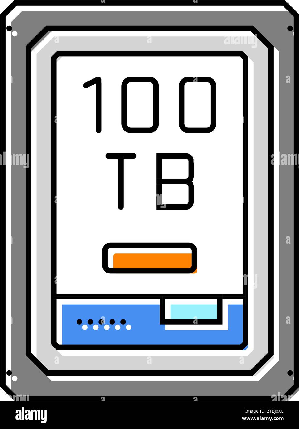 100 terabyte hard drive future technology color icon vector ...