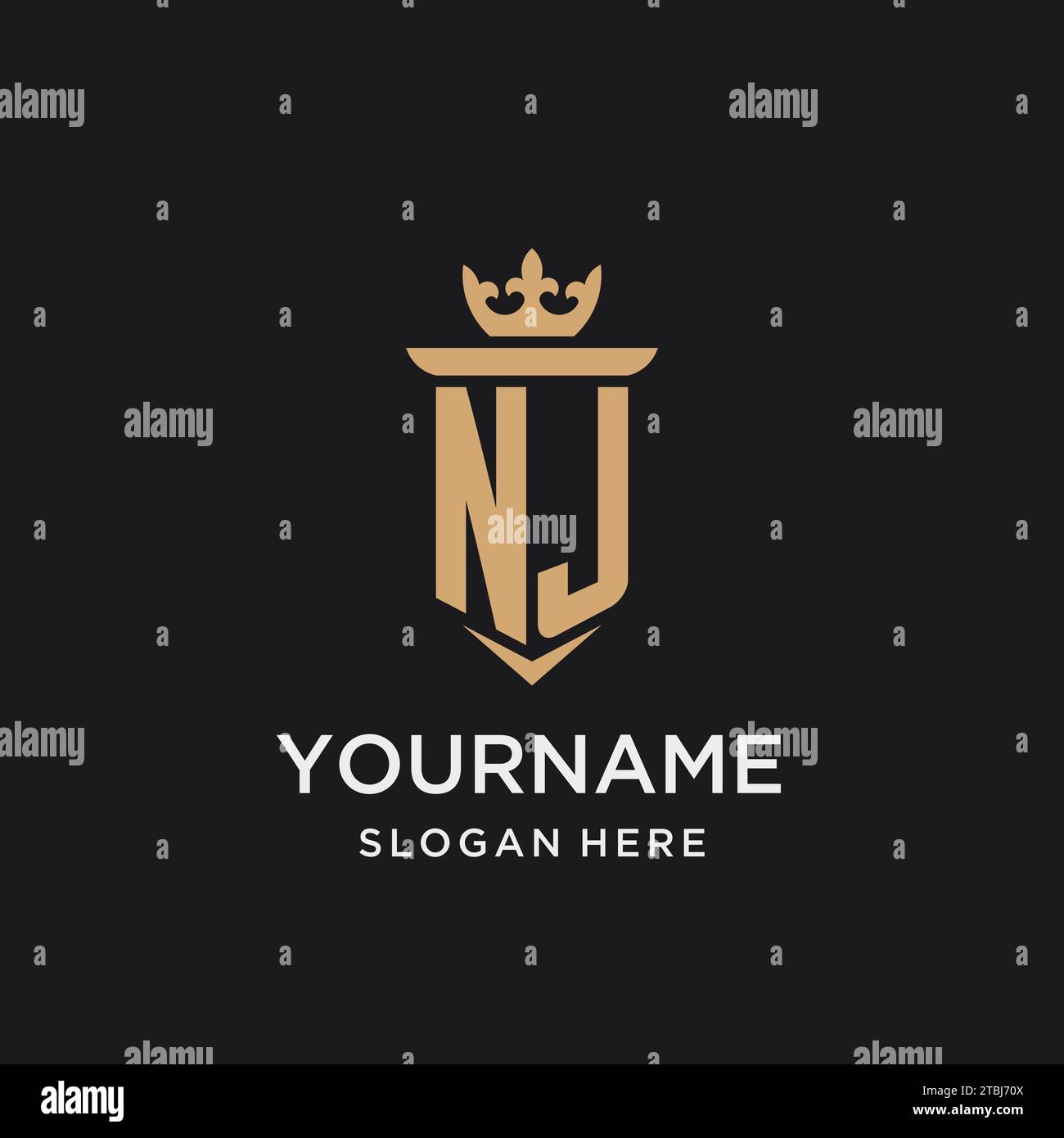 NJ monogram with medieval style, luxury and elegant initial logo design ...