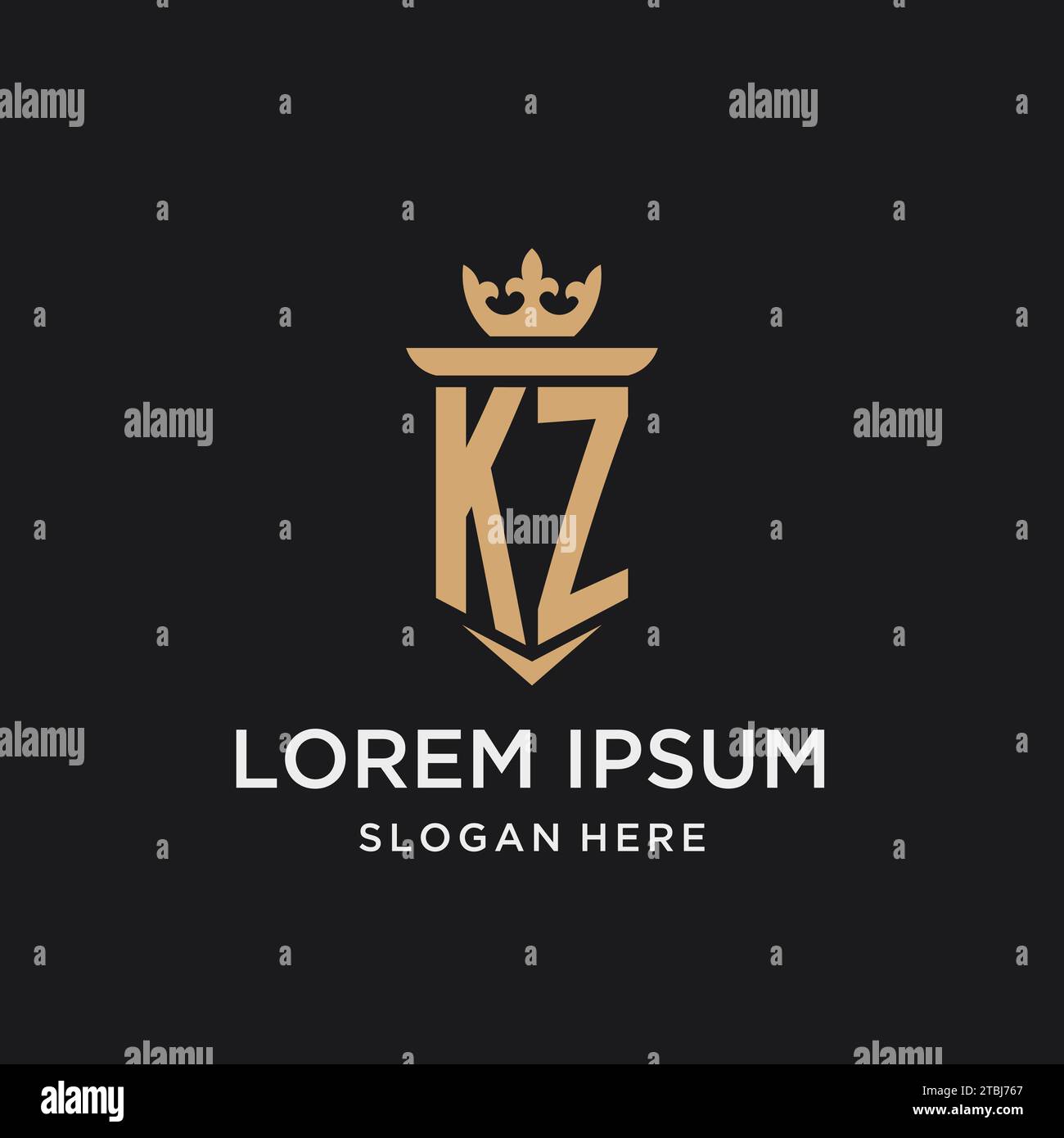KZ monogram with medieval style, luxury and elegant initial logo design ...