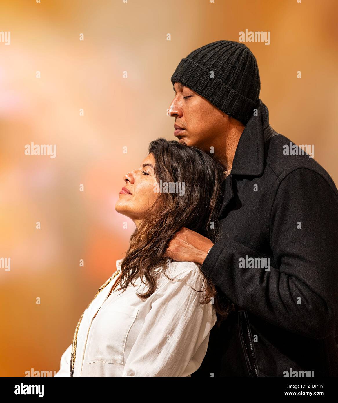 San Francisco, CA - 12-02-2023: Affectionate young man giving a ...