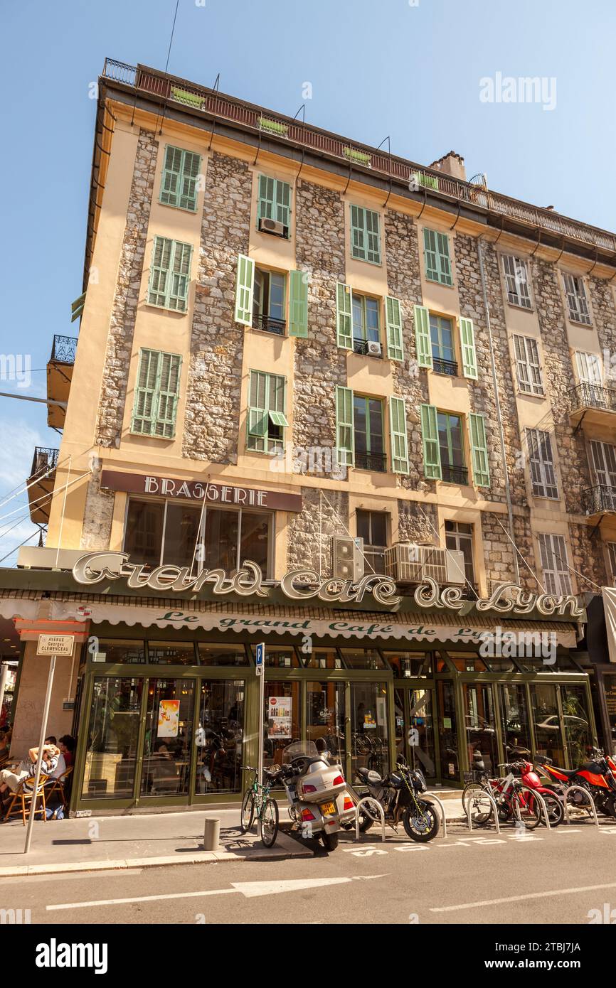 The Grand Café de Lyon in Nice. Traditional brasserie with terrace ...