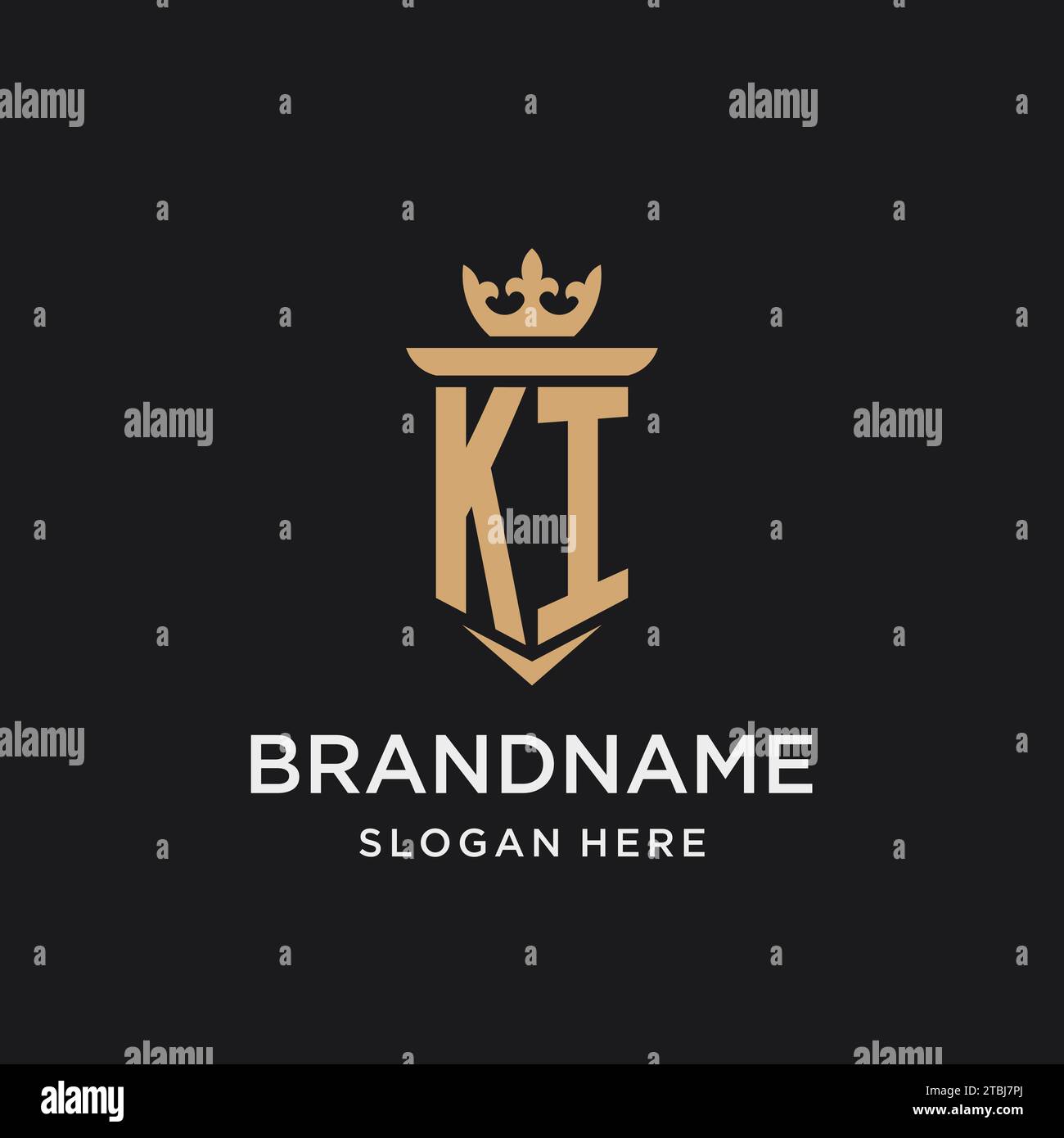 KI monogram with medieval style, luxury and elegant initial logo design ...