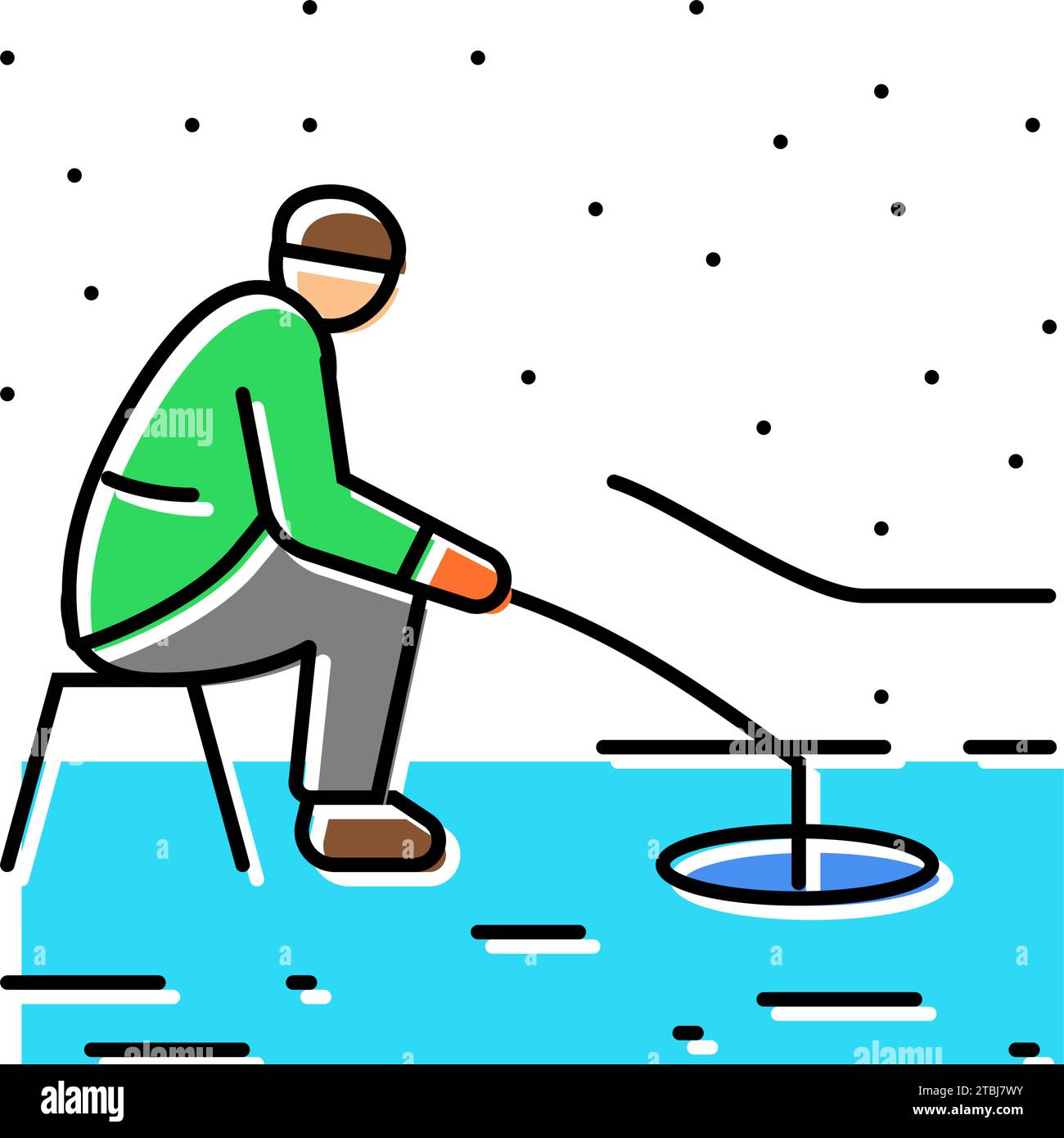 ice fishing winter season color icon vector illustration Stock Vector ...