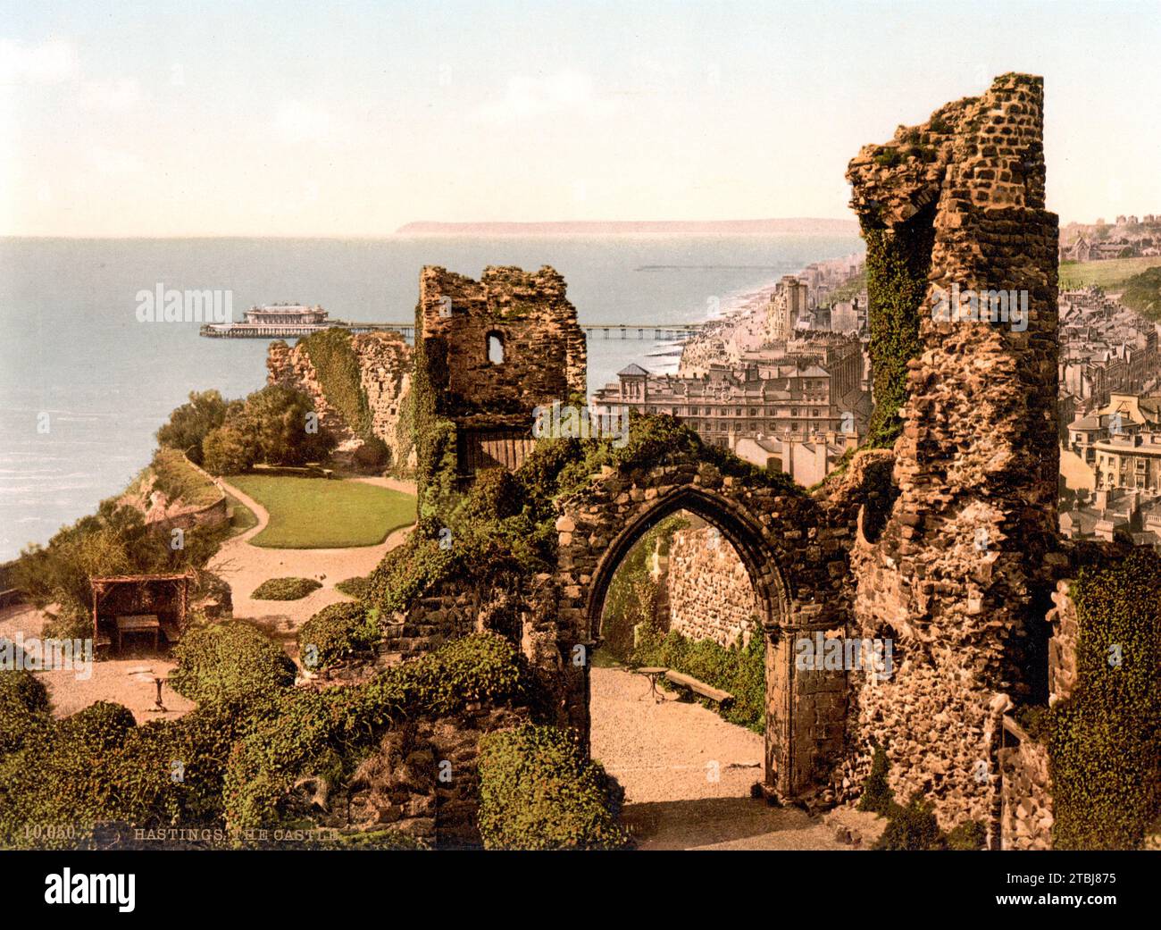 Hastings Castle liegt in der Stadt Hastings in der englischen ...