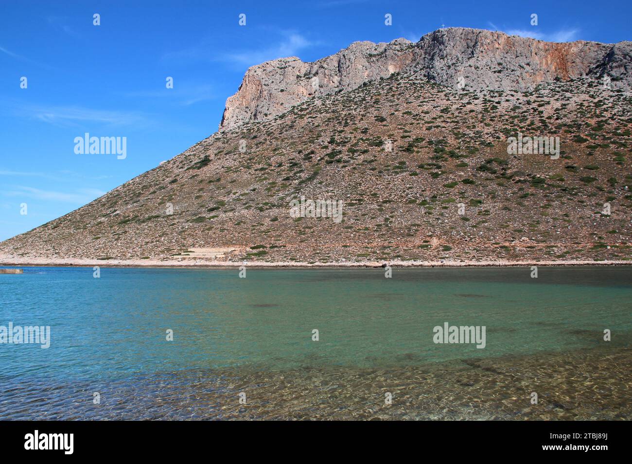 hill and mediterranean sea in stavros in crete in greece Stock Photo ...