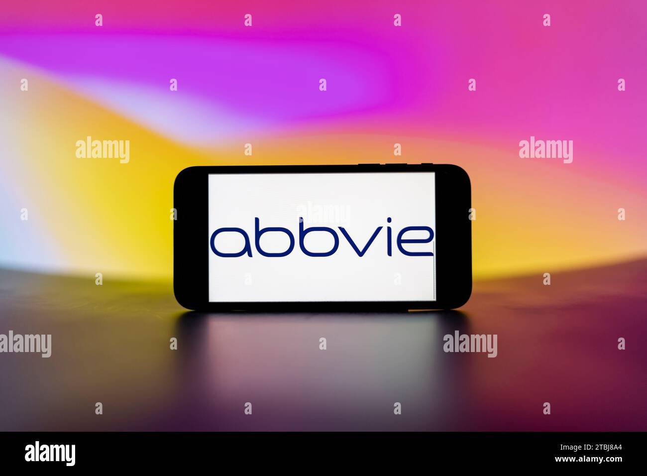 India. 07th Dec, 2023. In this photo illustration, the abbvie logo is seen displayed on a mobile ...