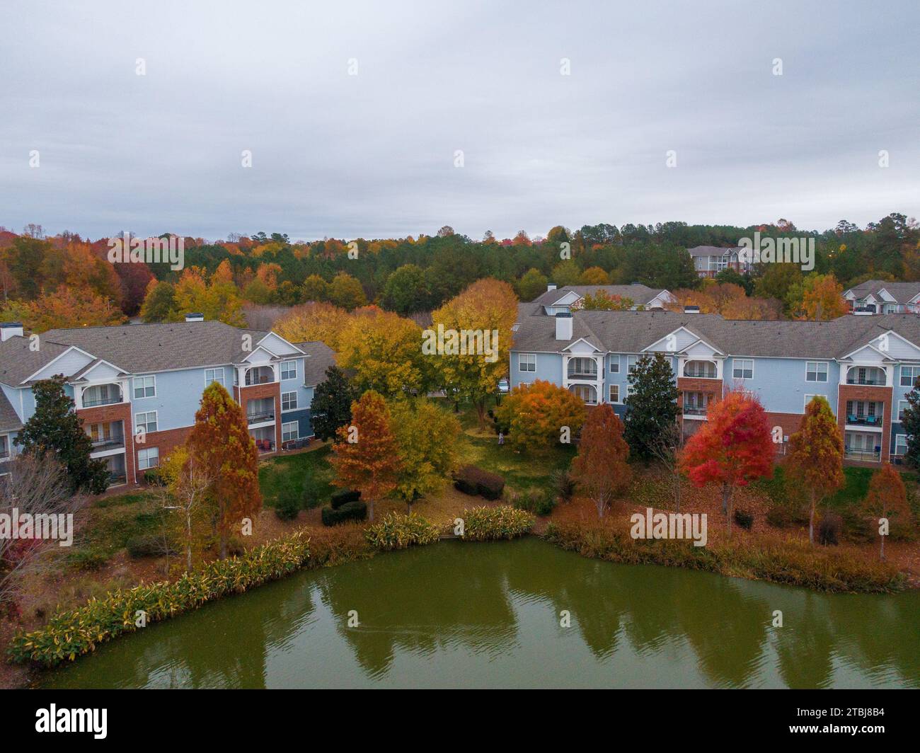 Drone photos of an apartment complex showing beautiful fall colors ...