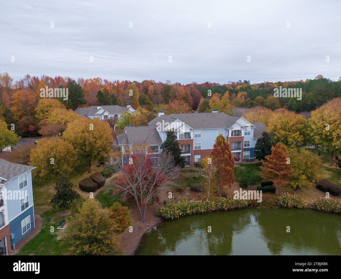 Drone photos of an apartment complex showing beautiful fall colors ...