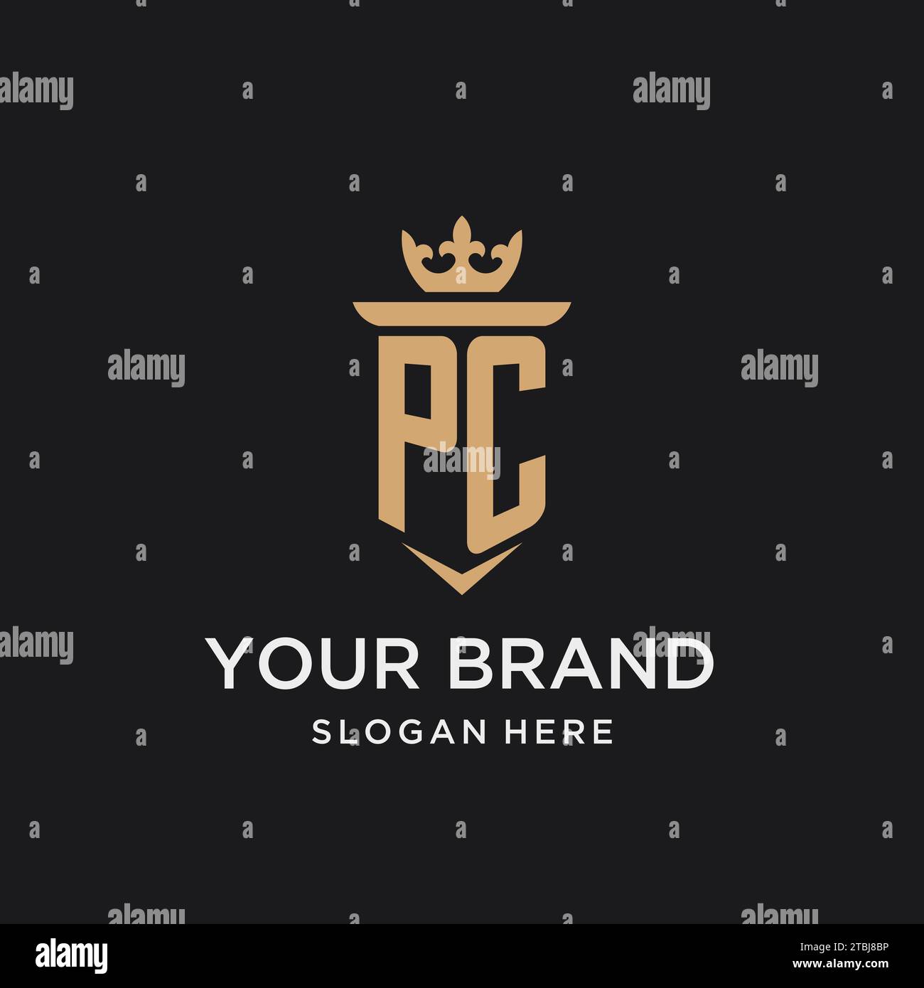 PC monogram with medieval style, luxury and elegant initial logo design ...