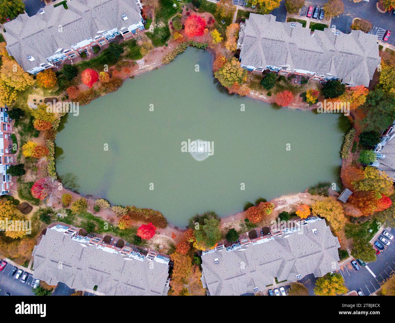 Drone photos of an apartment complex showing beautiful fall colors ...