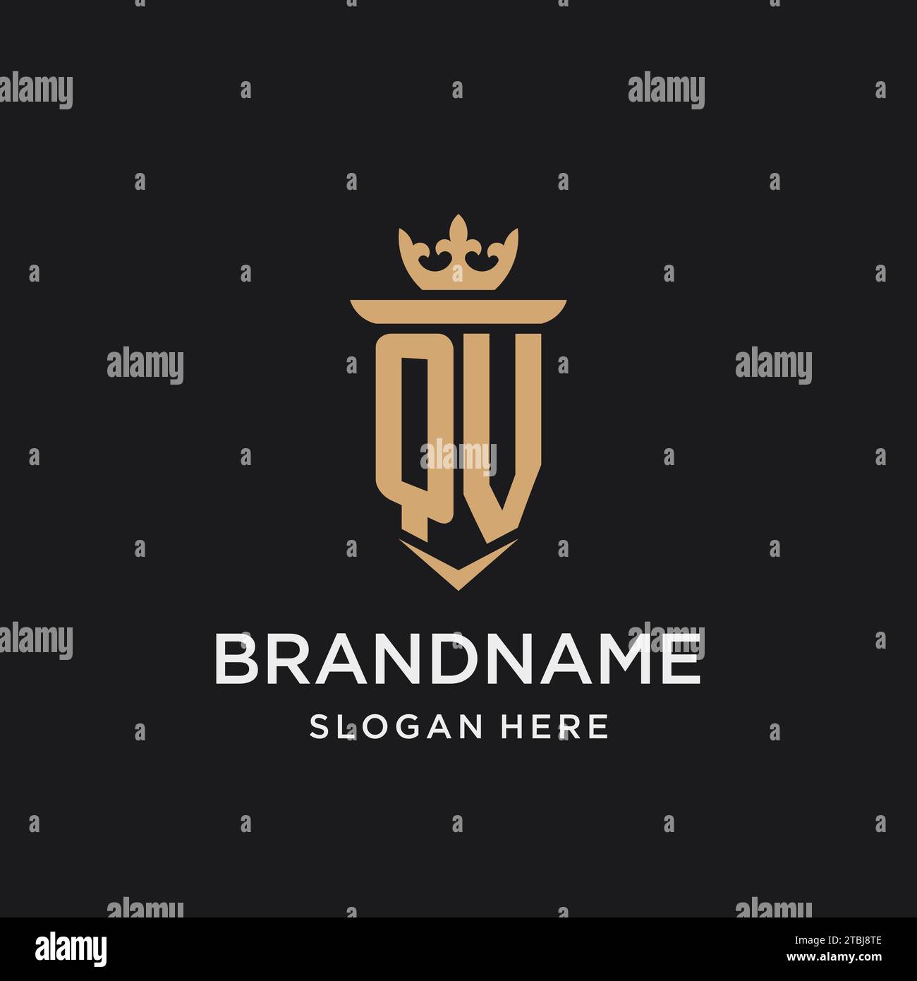 QV monogram with medieval style, luxury and elegant initial logo design ...