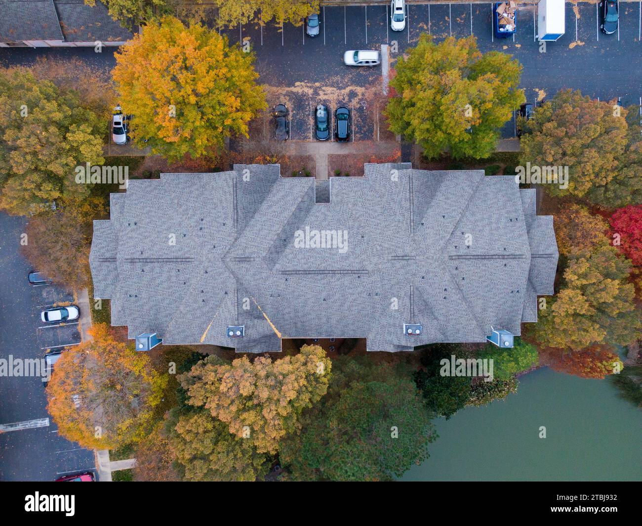Drone photos of an apartment complex showing beautiful fall colors ...