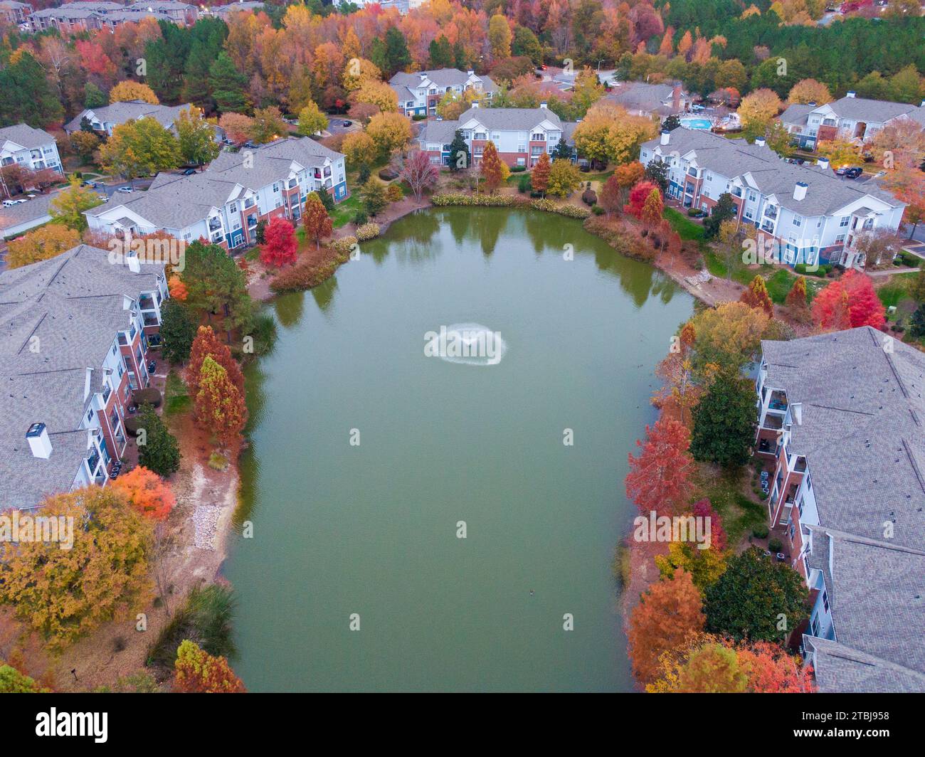 Drone photos of an apartment complex showing beautiful fall colors ...