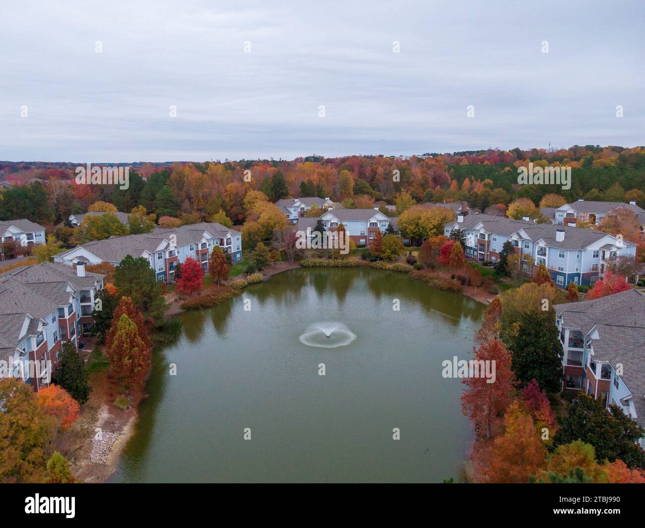 Drone photos of an apartment complex showing beautiful fall colors ...
