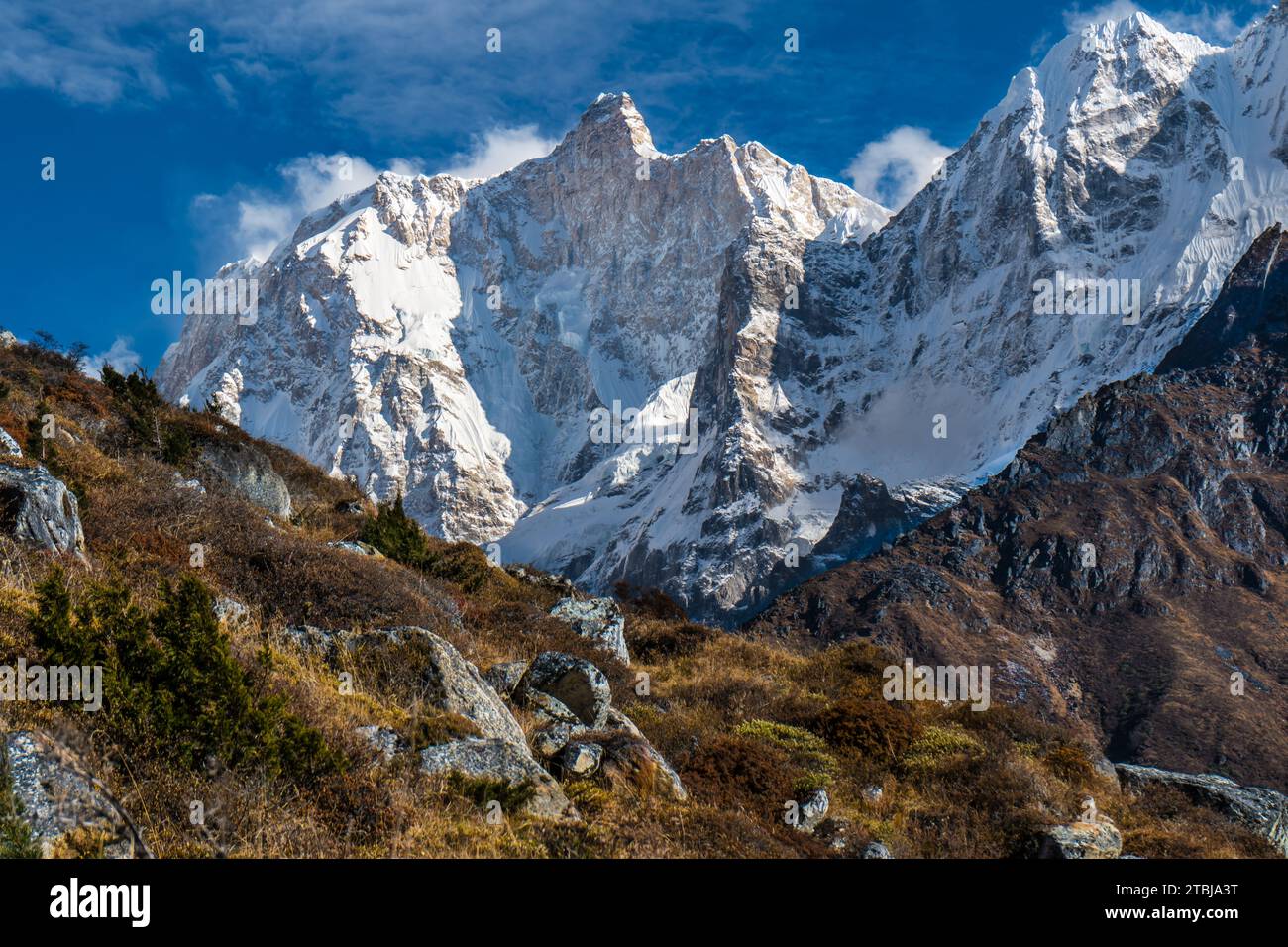 Mount kumbhakarna ( Jannu Base Camp ) in the himalayas of Nepal seen ...