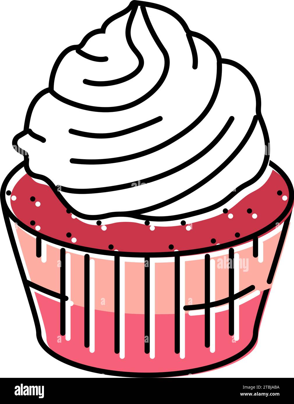 red velvet cupcake sweet food color icon vector illustration Stock ...
